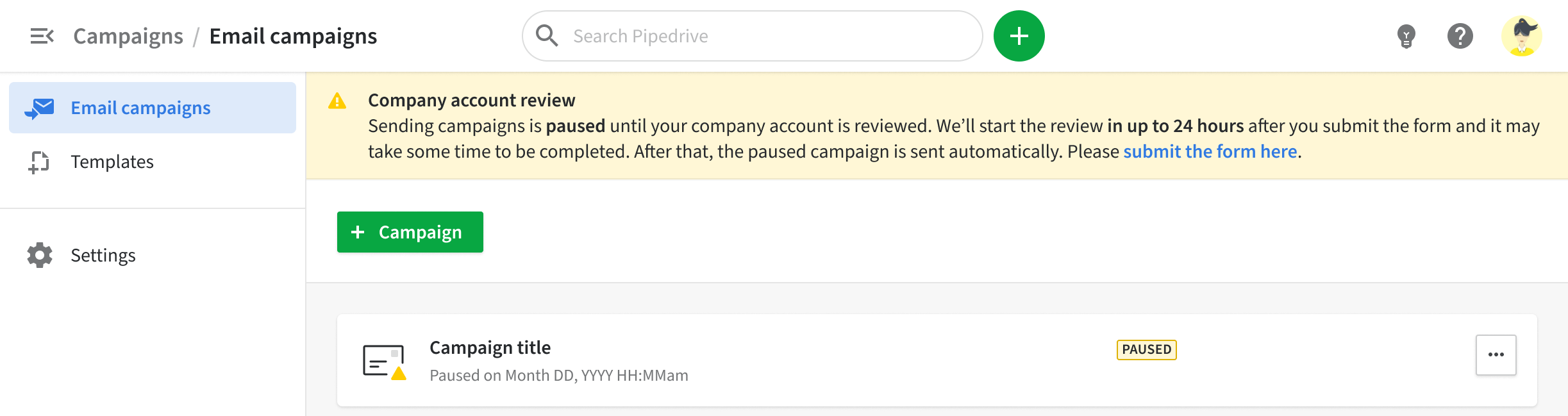 Campaigns: company account review - Knowledge Base | Pipedrive