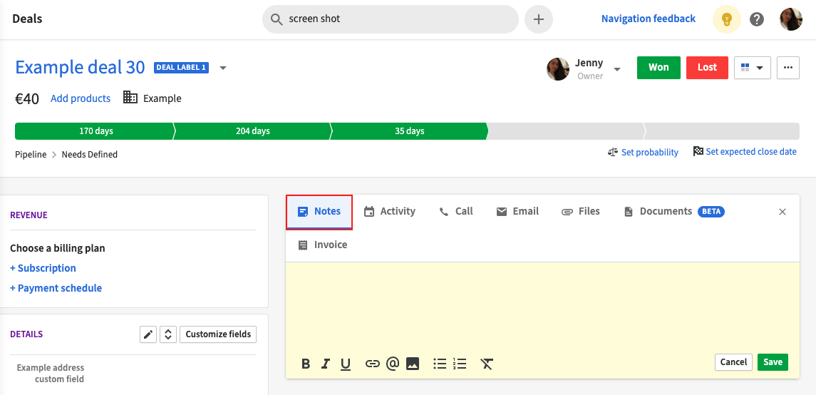 How Can I Add Notes To A Deal Or Contact Knowledge Base Pipedrive